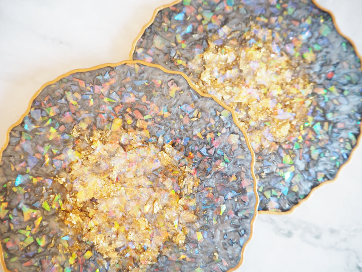 Sparkly Grey Geode Coasters – Suki Sabur