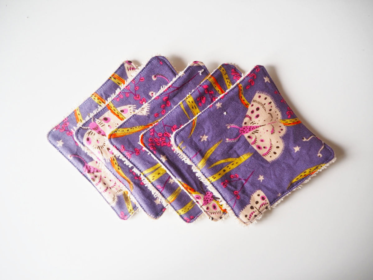 Purple Moth Print Reusable Makeup Wipes – Suki Sabur