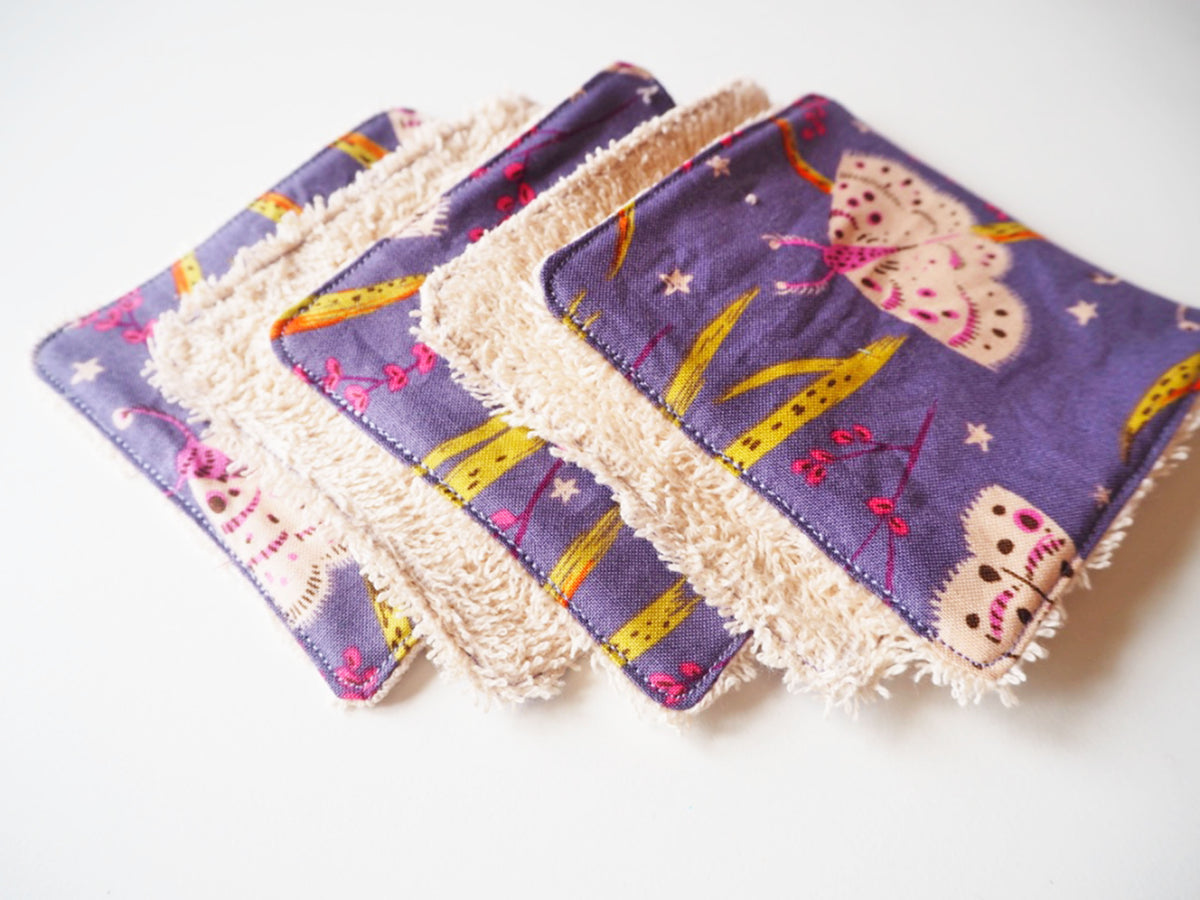 Purple Moth Print Reusable Makeup Wipes – Suki Sabur